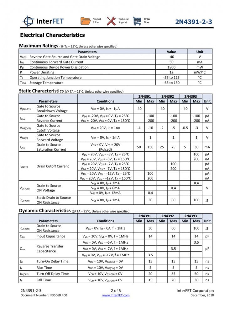 2N4393 datasheet page 2