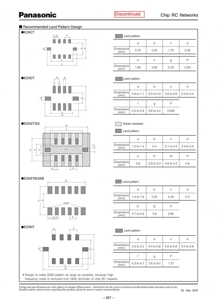 PANASONIC EZA series technical document page 7