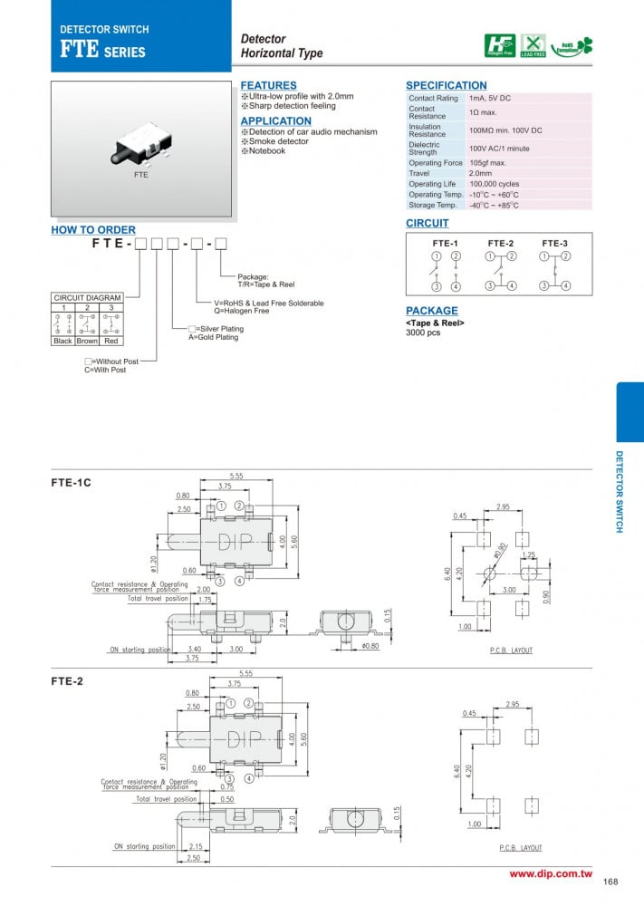 Diptronics FTE-1C-V-T/R datasheet page 1