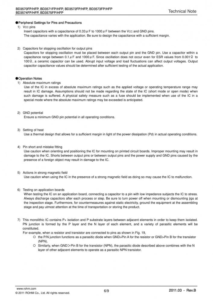 BD3571FP-E2 technical document page 6