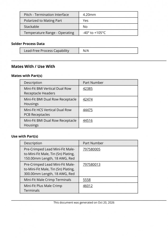 MOLEX Mini-Fit Plus HCS technical document preview, page image 3