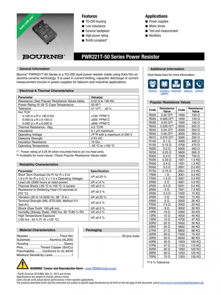 PWR221T-50 series technical document page 1