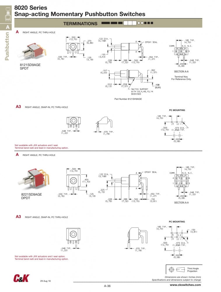 C&K 8020 Series datasheet page 8