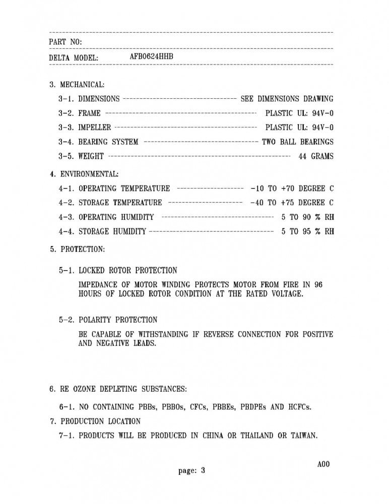 AFB0624HHB specification page 3