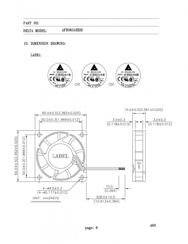 AFB0624HHB specification page 6