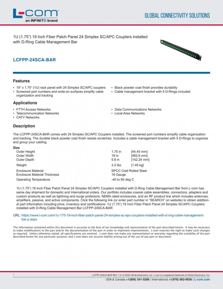 LCFPP-24SCA-BAR technical document page 1