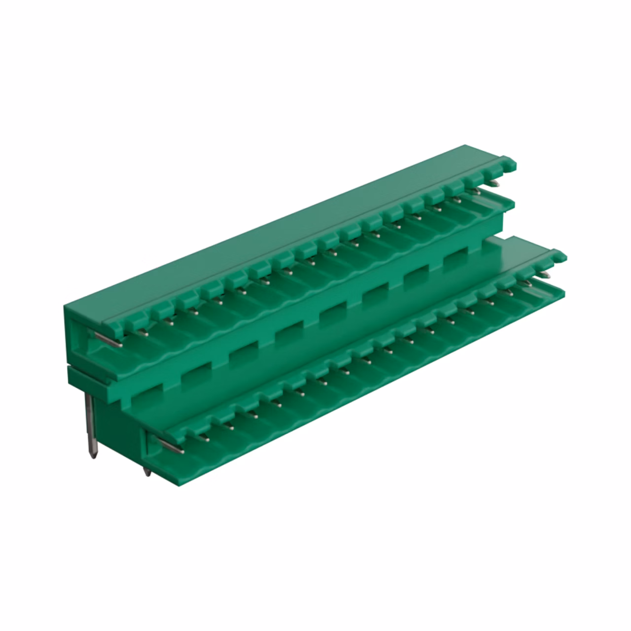 5.00mm Pitch Eurostyle Horizontal Dual Level PCB Header, Open Ends, Green Housing, 36 Circuits for sale