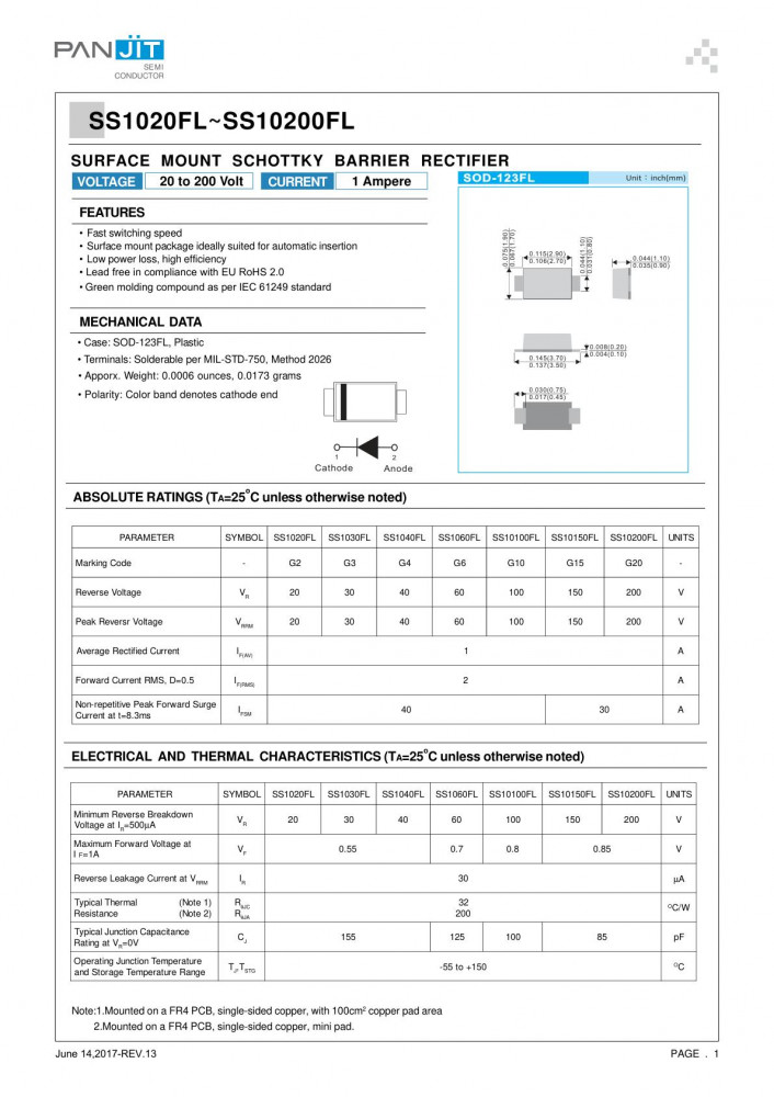 PANJIT SS10200FL datasheet page 1