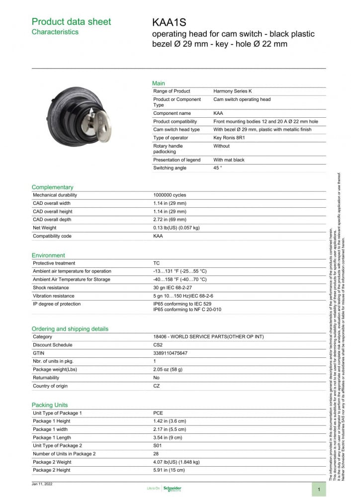 KAA1S technical document page 1