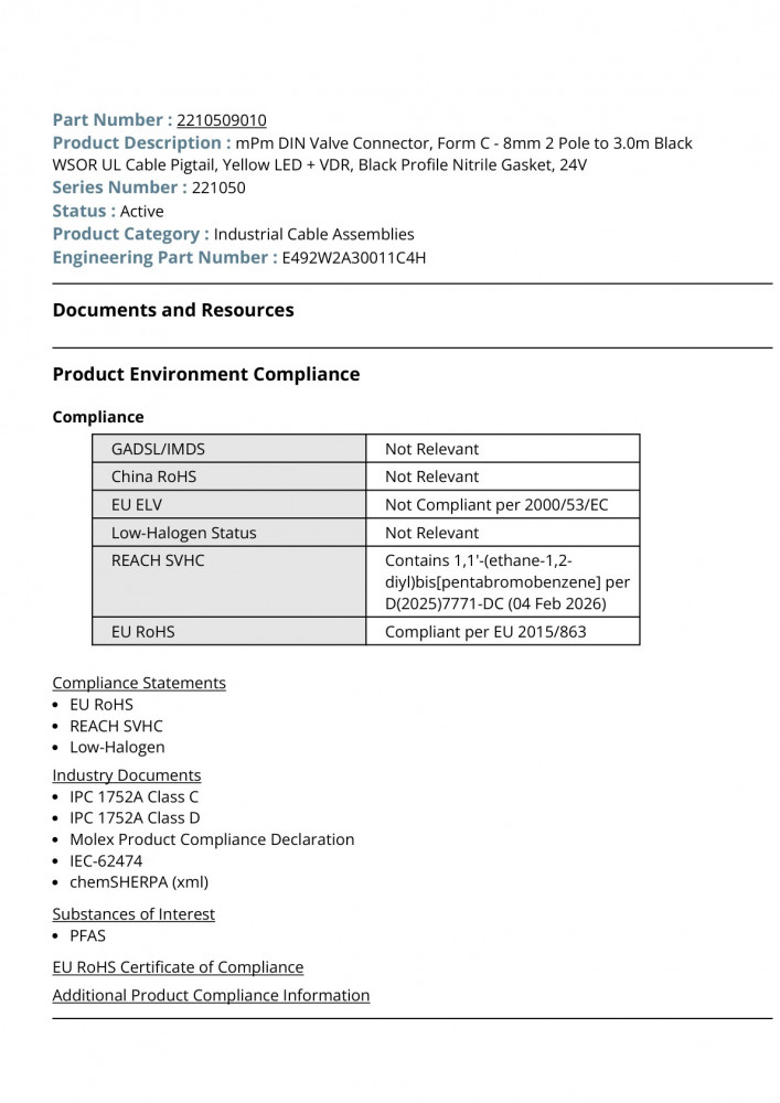MOLEX 2210509010 technical document image 1