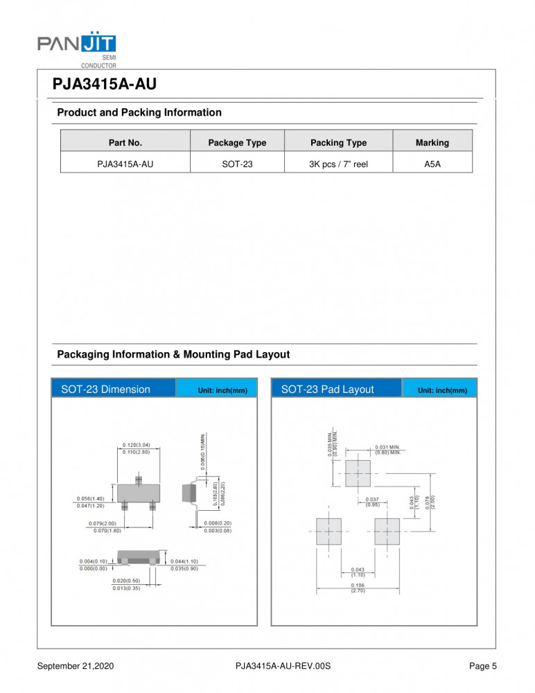 PJA3415A-AU datasheet page 5