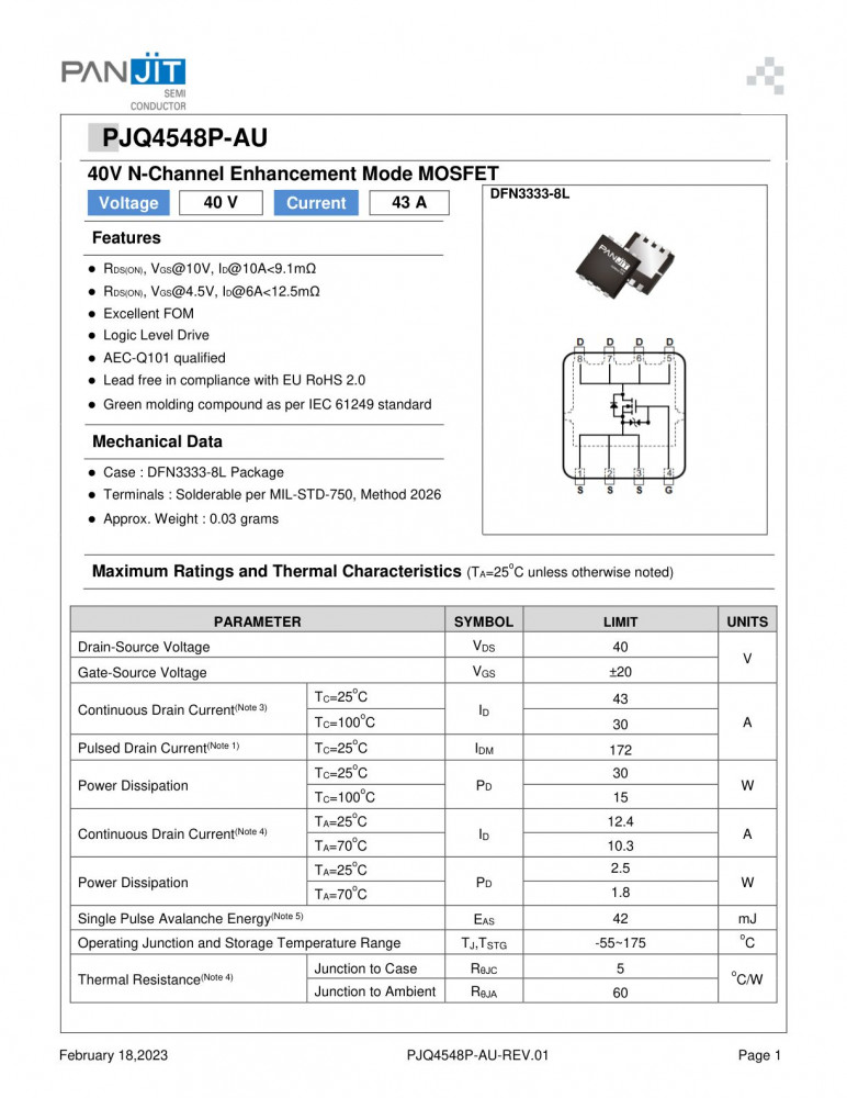 PJQ4548P-AU datasheet page 1