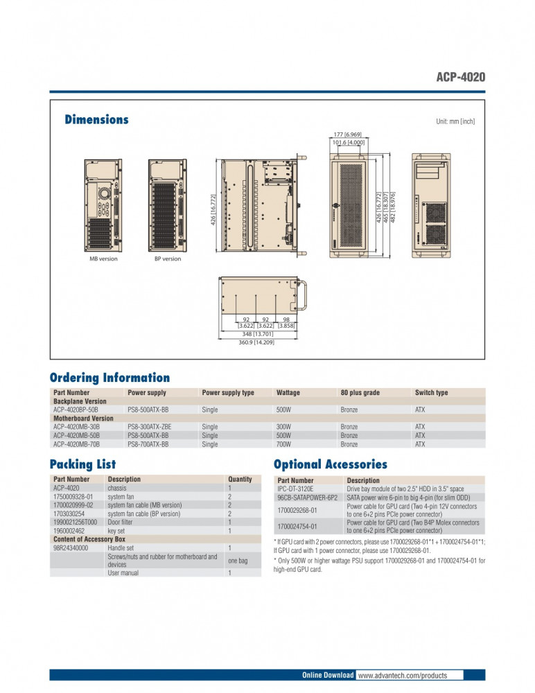 ADVANTECH ACP-4020 product documentation page 2