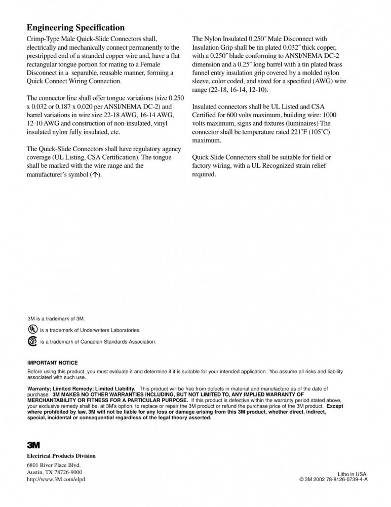 3M 94809 terminal technical document page 2