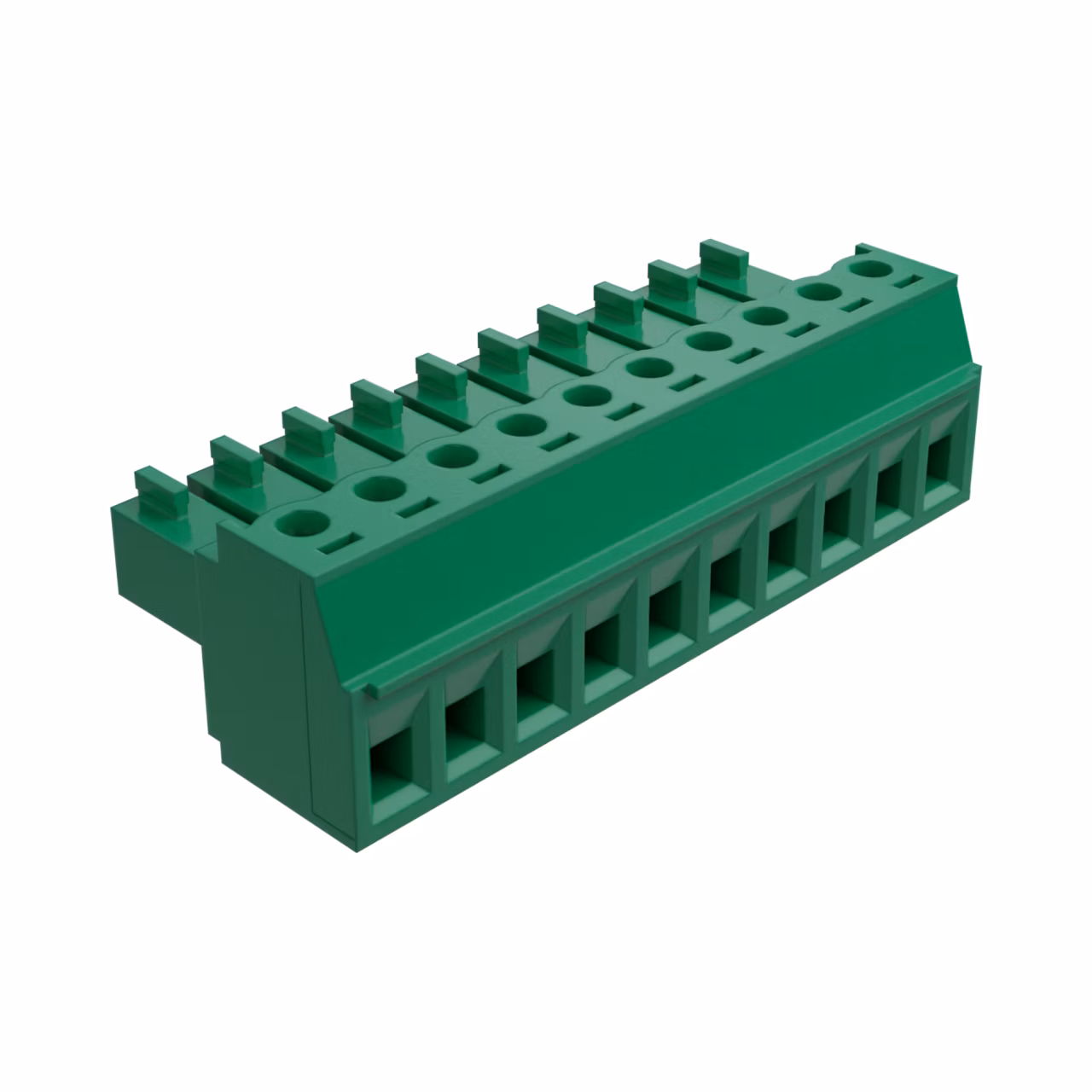 3.81mm Pitch Eurostyle Horizontal Plug, with Reverse Imprinting, Green Housing, Gold (Au) Plated, 10 Circuits for sale