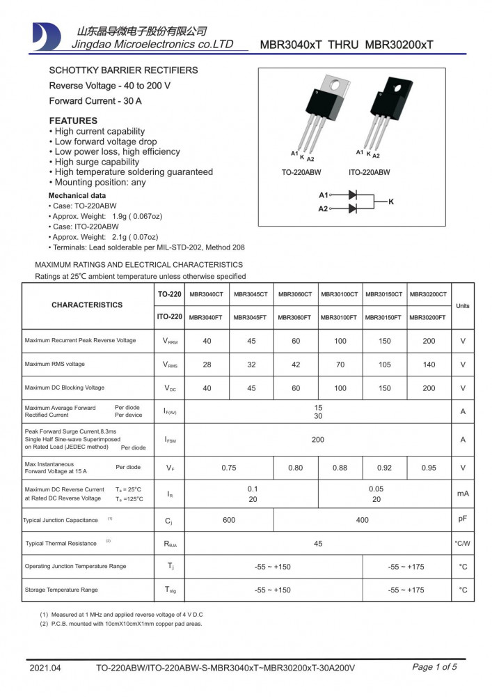MBR30200FT datasheet page 1