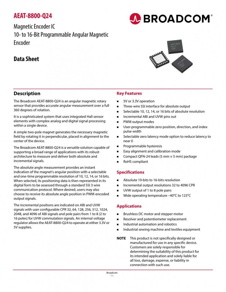 AEAT-8800-Q24 datasheet page 1