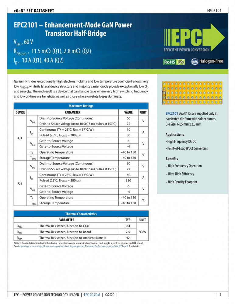 EPC2101 datasheet page 1