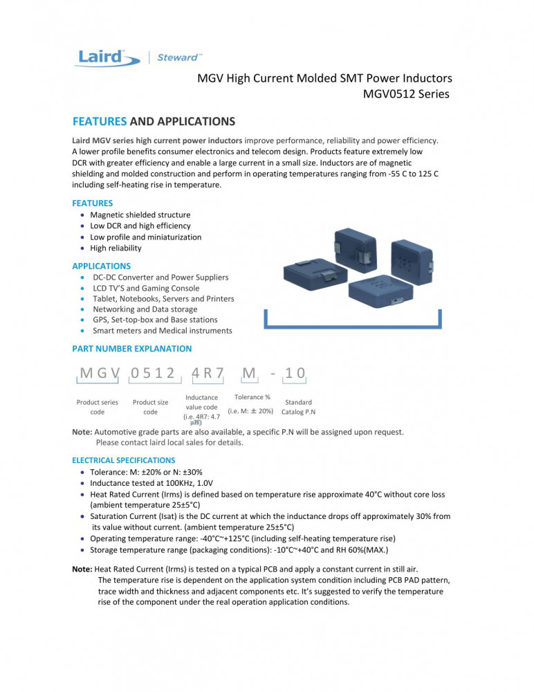 Laird MGV0512 datasheet page 1