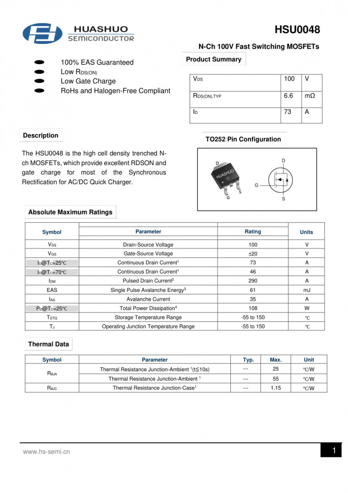 HSU0048 datasheet page 1