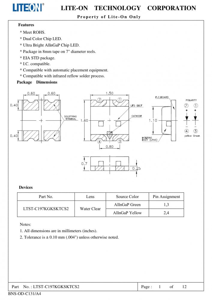 LTST-C197KGKSKTCS2 datasheet page 2