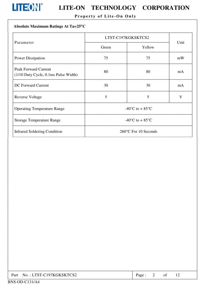 LTST-C197KGKSKTCS2 datasheet page 3