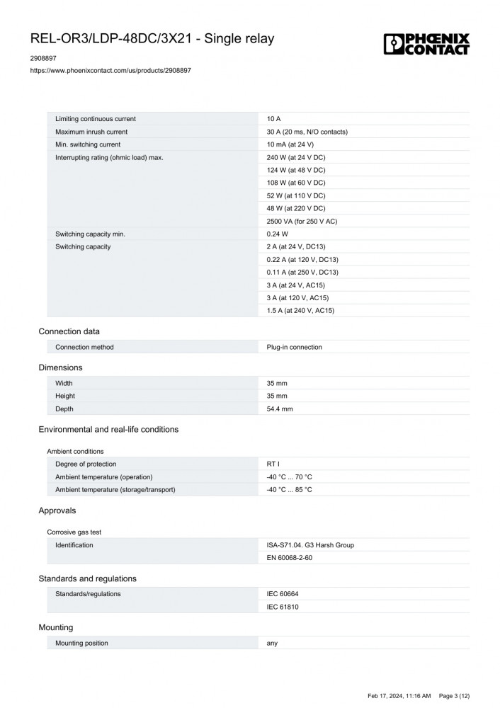 Phoenix Contact 2908897 technical document page 3