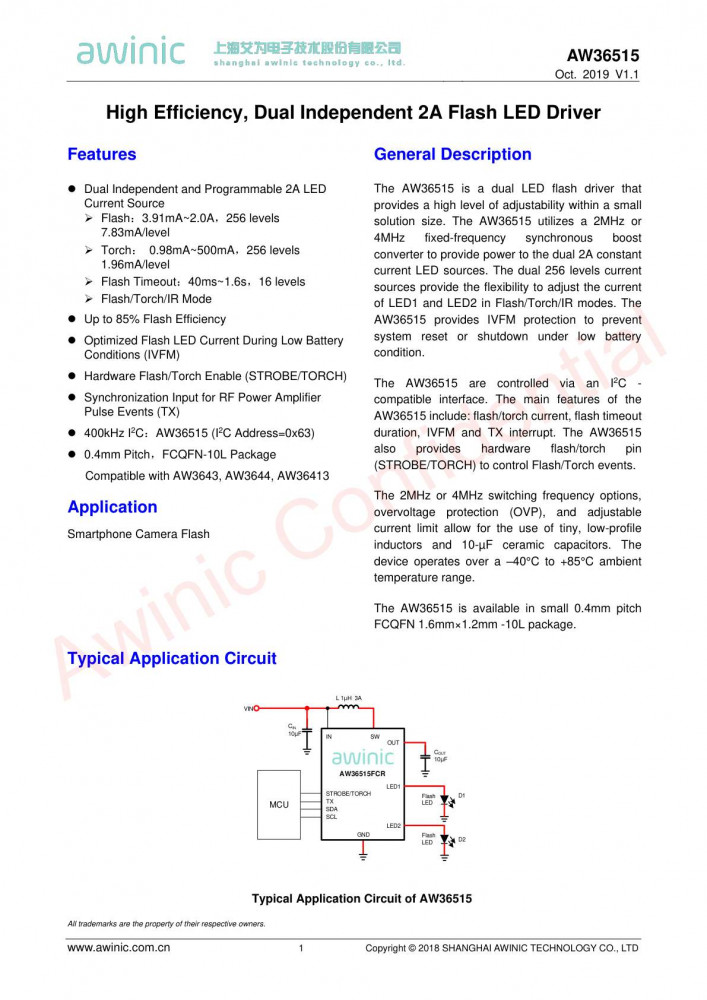 AW36515FCR technical document page 1