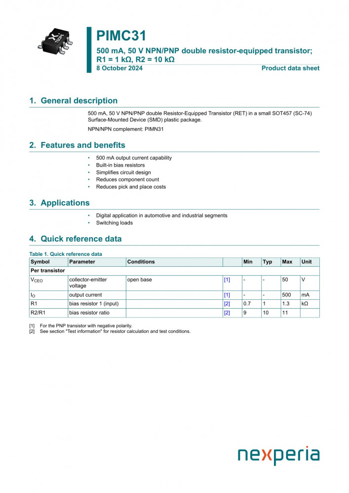 PIMC31 datasheet page 1