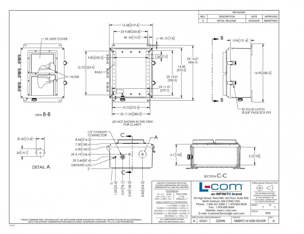 L-com NBBPC141206-00VDR technical drawing page