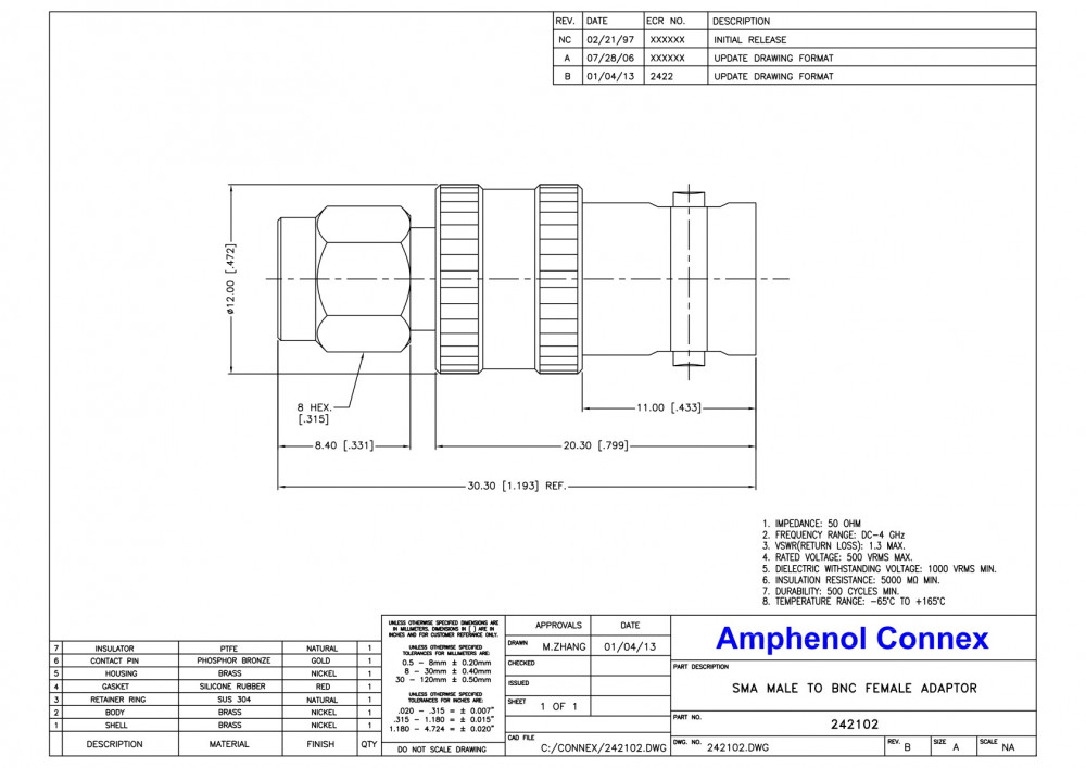Amphenol 242102 technical drawing