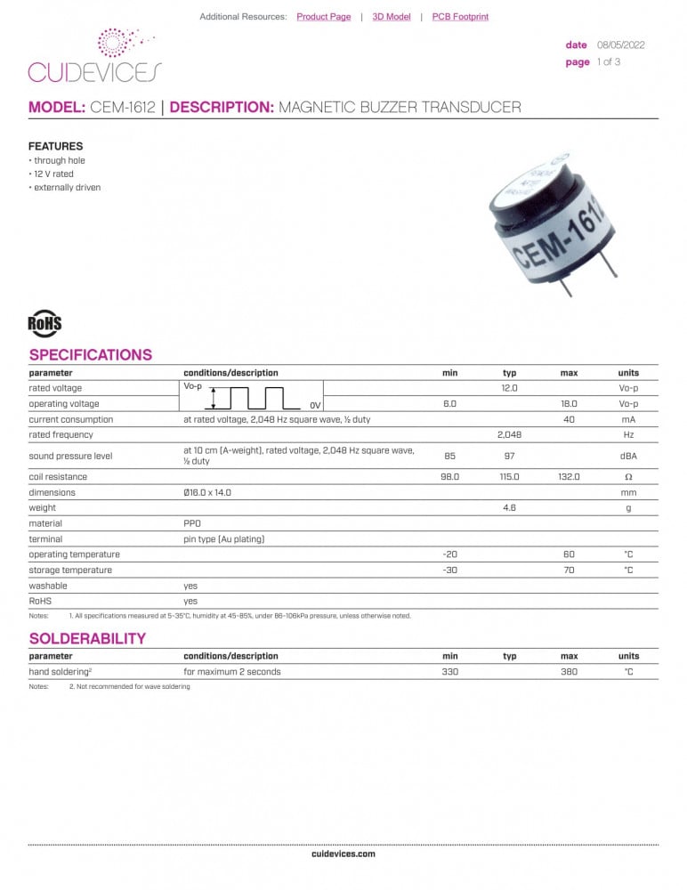 CEM-1612 datasheet page 1