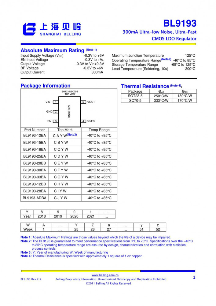 BL9193 datasheet page 2