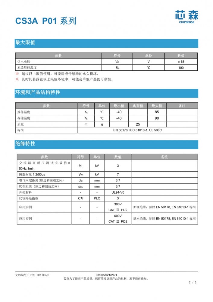 CS3A P01 datasheet page 2