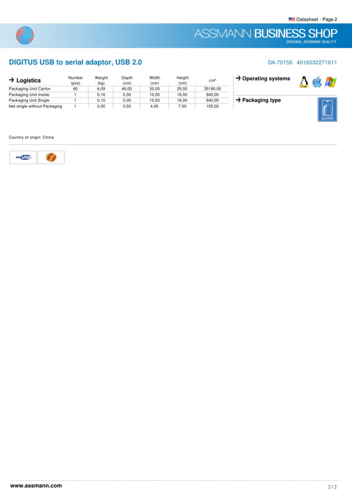 DA-70156 product documentation page 2