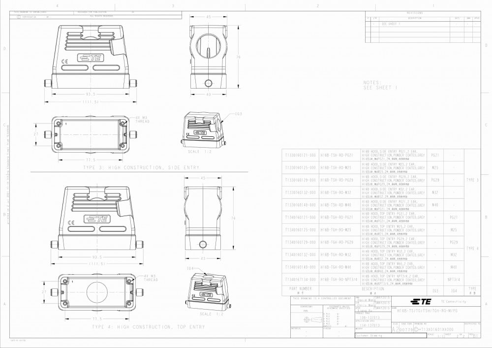 TE Connectivity H16B hood drawing page 2