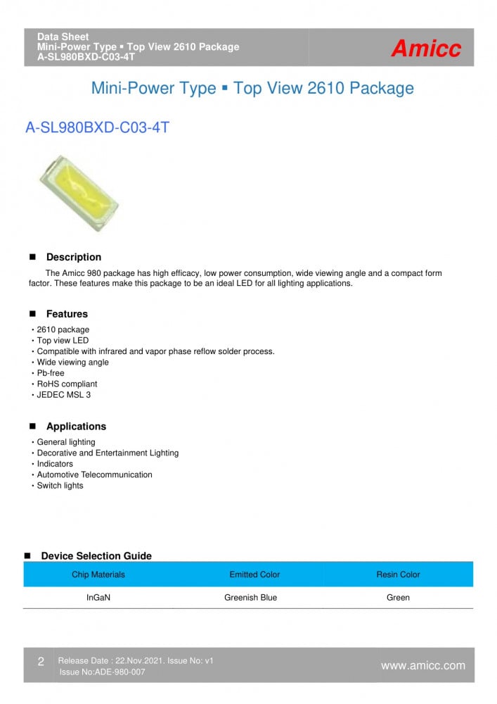 A-SL980BXD-C03-4T datasheet page 2