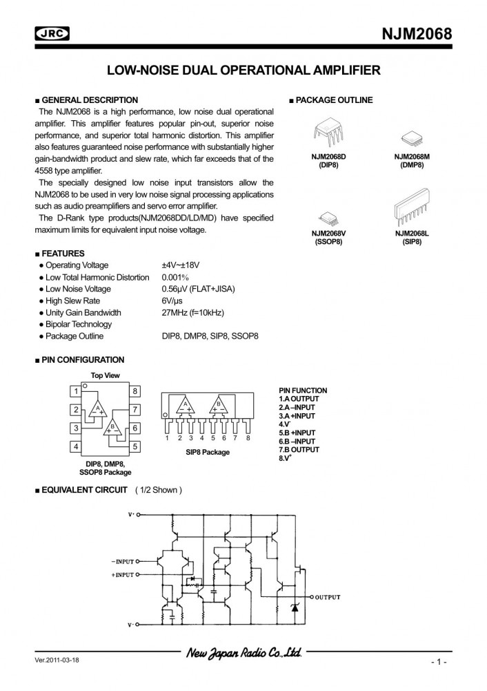 NJM2068 datasheet page 1