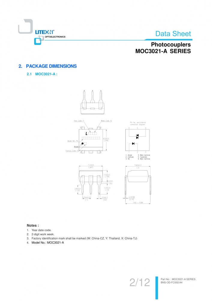 MOC3021S-TA1-A datasheet page 3