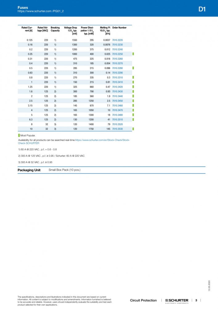 SCHURTER 7010 series documentation page 3