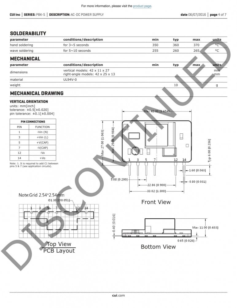 CUI PBK-5 series datasheet page 4
