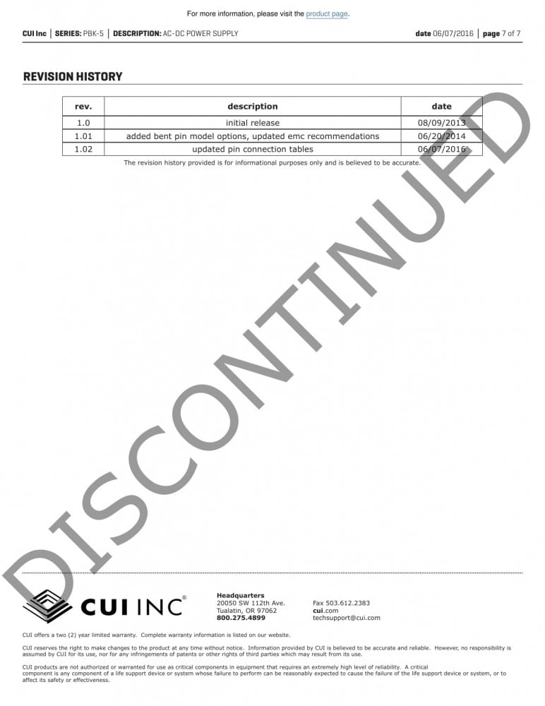CUI PBK-5 series datasheet page 7