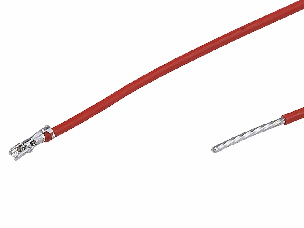 Pre-Crimped Lead Zero-Hachi Female-to-Pigtail, 1.00µm Tin (Sn) Plating, 450.00mm Length, 30 AWG, Red