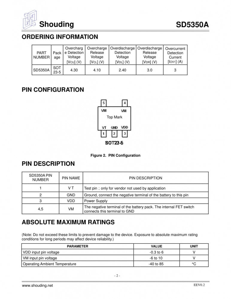 SD5350A datasheet page 2