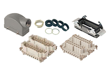 Heavy-Duty Connector Kit, 16 Pole, Series S-E Female-Male Inserts, M25 Metal Cable Gland, M25 Die-cast Aluminum Hood-Side Entry, Bulkhead Mount  Housing-Vertical, 2 Lever, Size 16B «77x27», Grey for sale