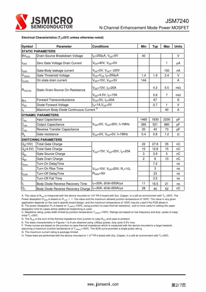 JSM7240 datasheet page 2