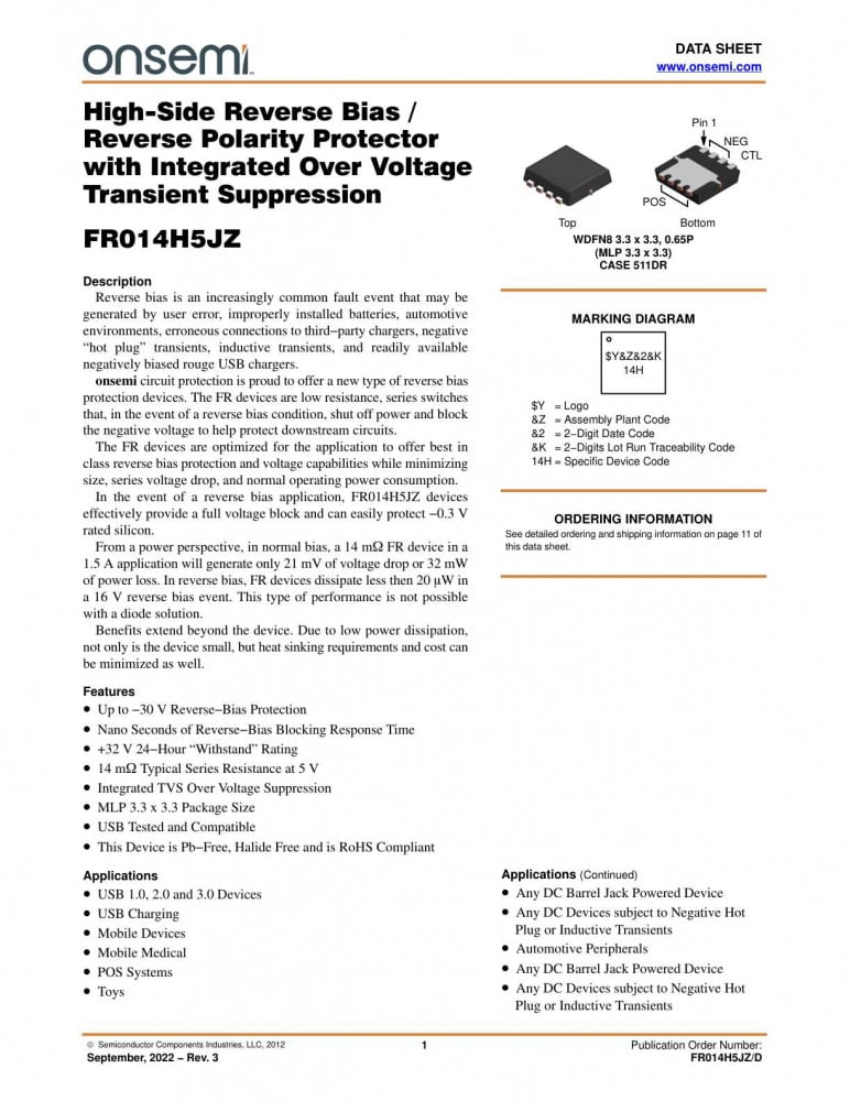 FR014H5JZ datasheet page 1
