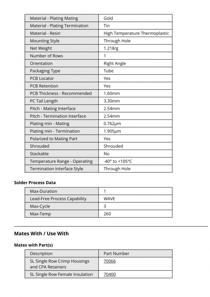 Technical document page 3 for MOLEX 705550074