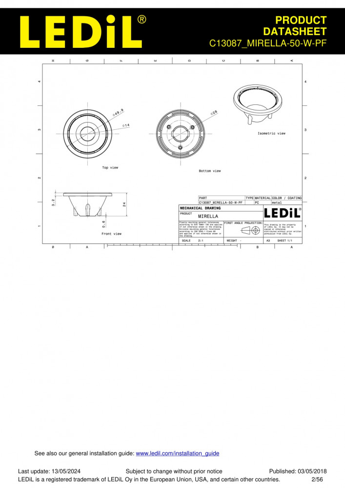MIRELLA-50-W-PF technical document page 2