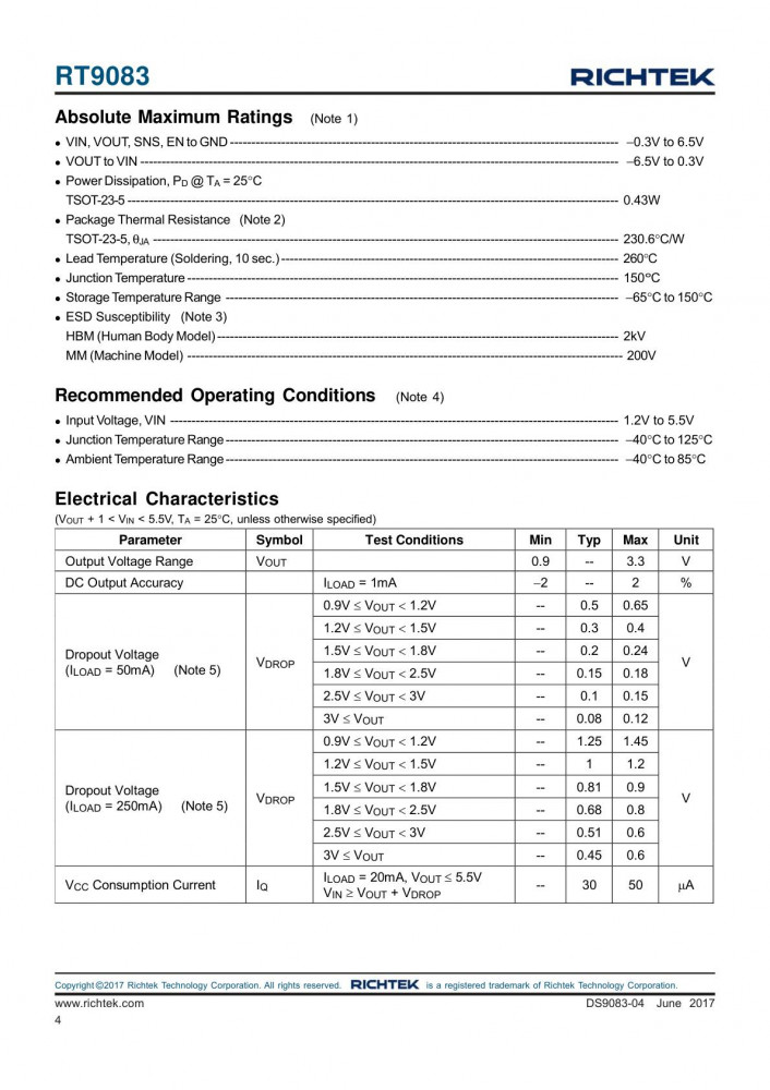 RT9083 datasheet page 4